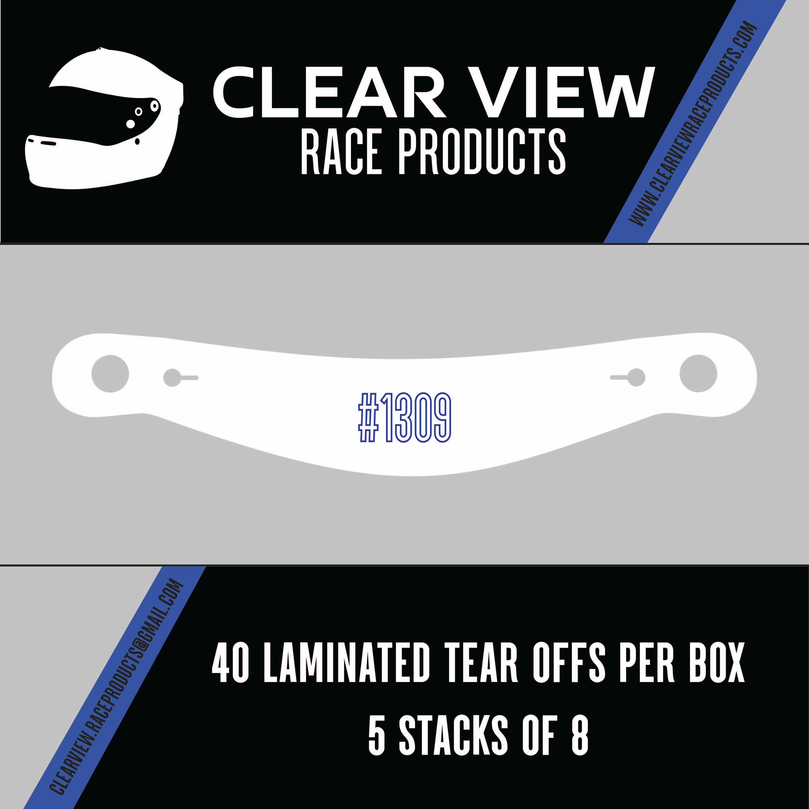 1309 - Laminated Tear Offs (40) | Clear View Race Products